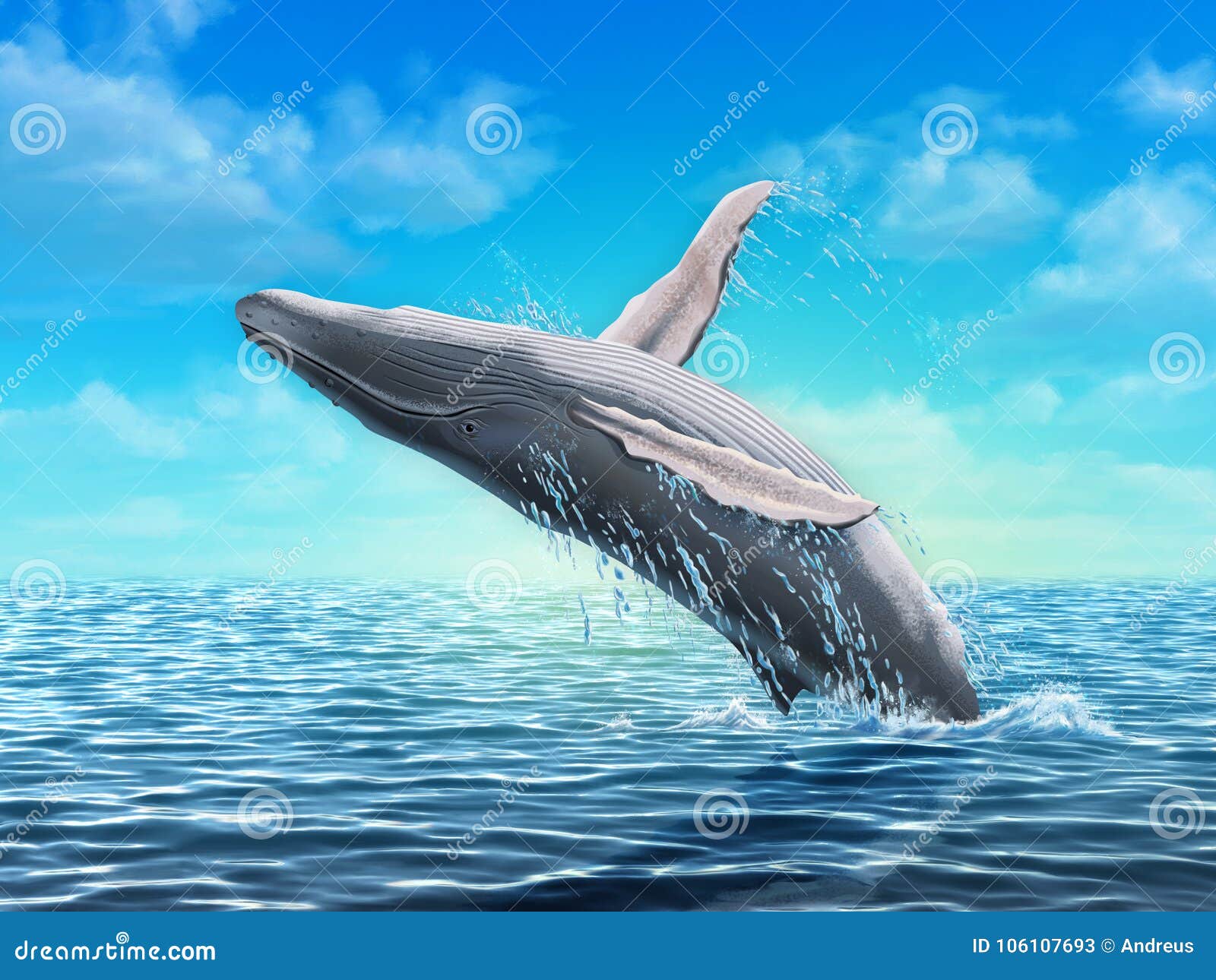 Humpback whale jumping stock illustration. Illustration of nature ...