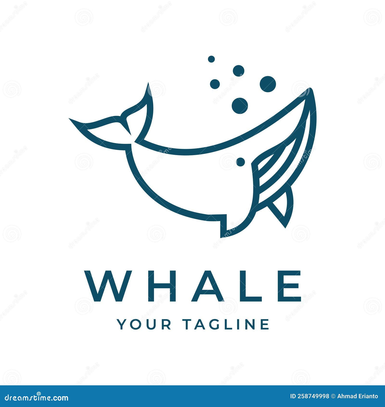 Humpback Whale Logo Vector Illustration, Template, Symbol Design Stock ...