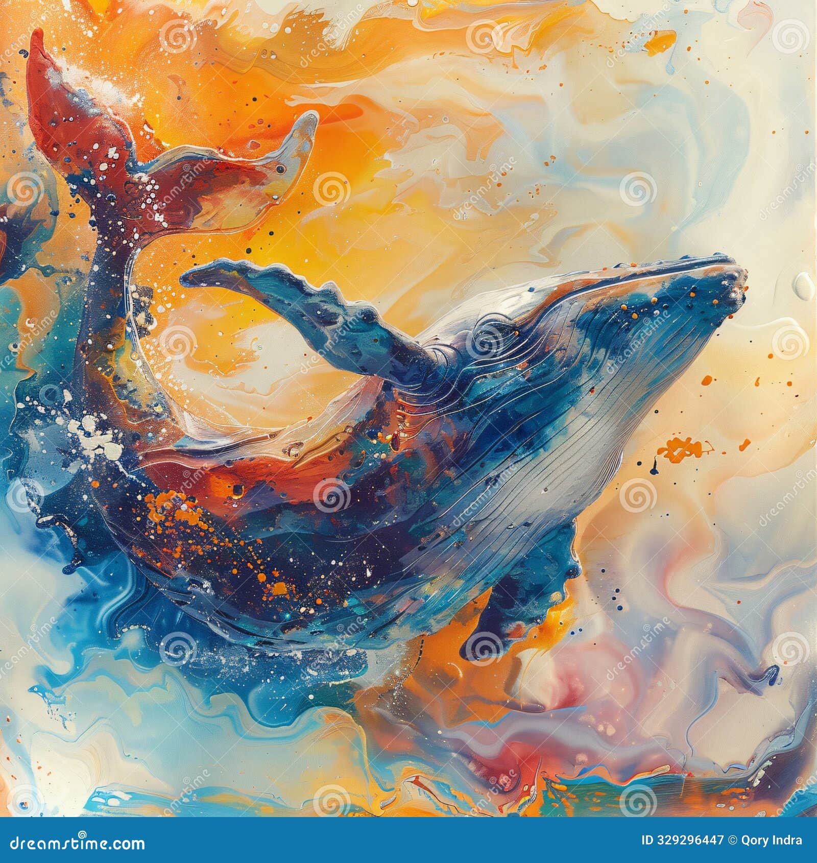 Humpback Whale Soaring through Abstract Waters Stock Illustration ...