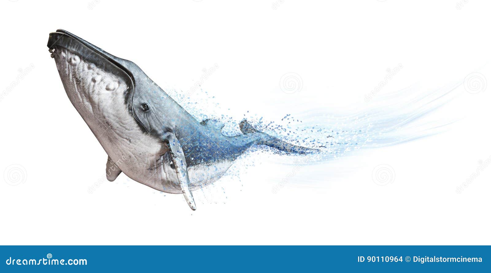 Humpback Whale on a White Background. Dispersion Abstract Wave Effect ...