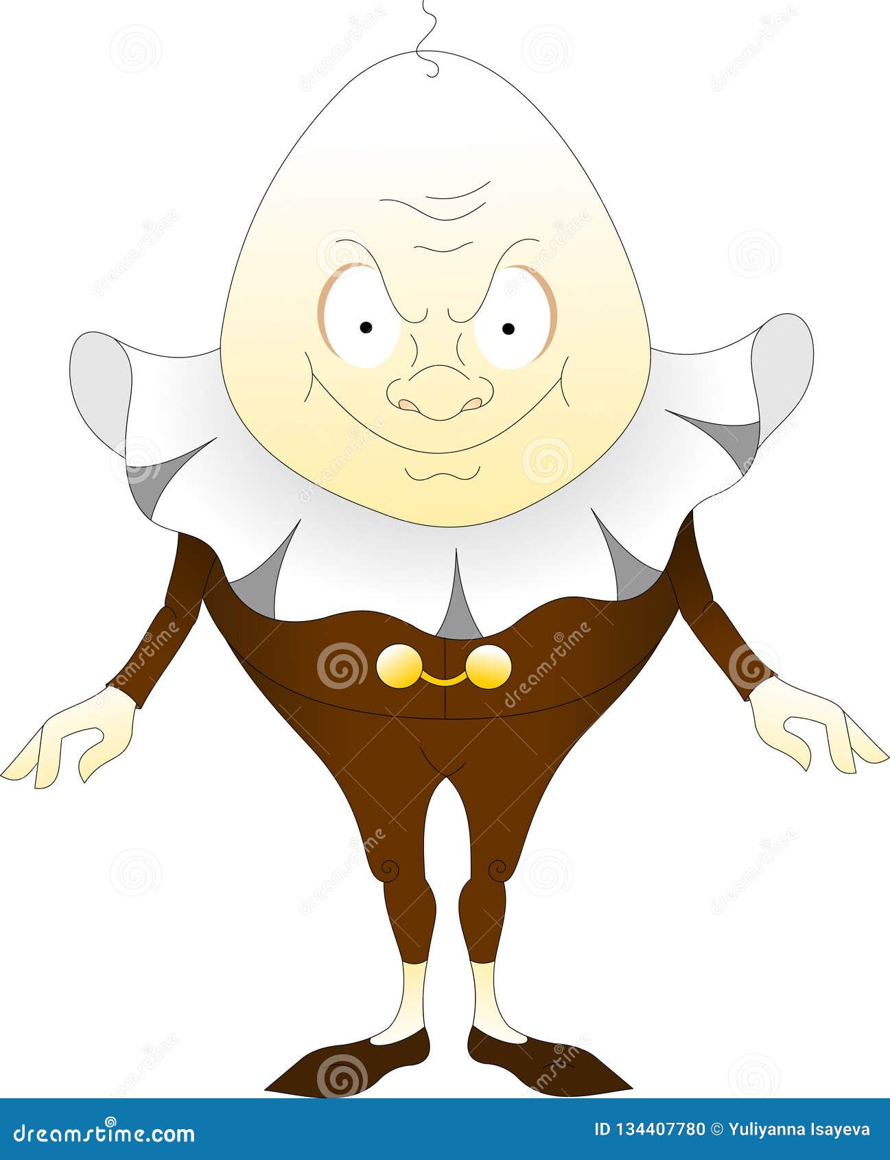 Humpty Dumpty In A Brown Suit With A Lush Collar Vector Illustration ...