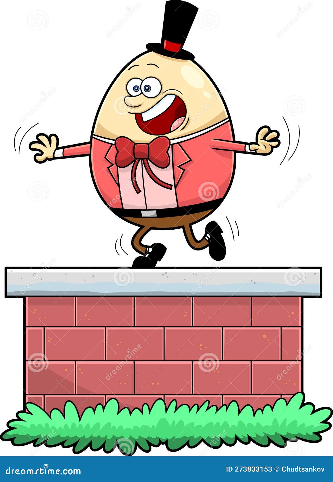 Humpty Dumpty Egg Cartoon Character Falling Off The Wall