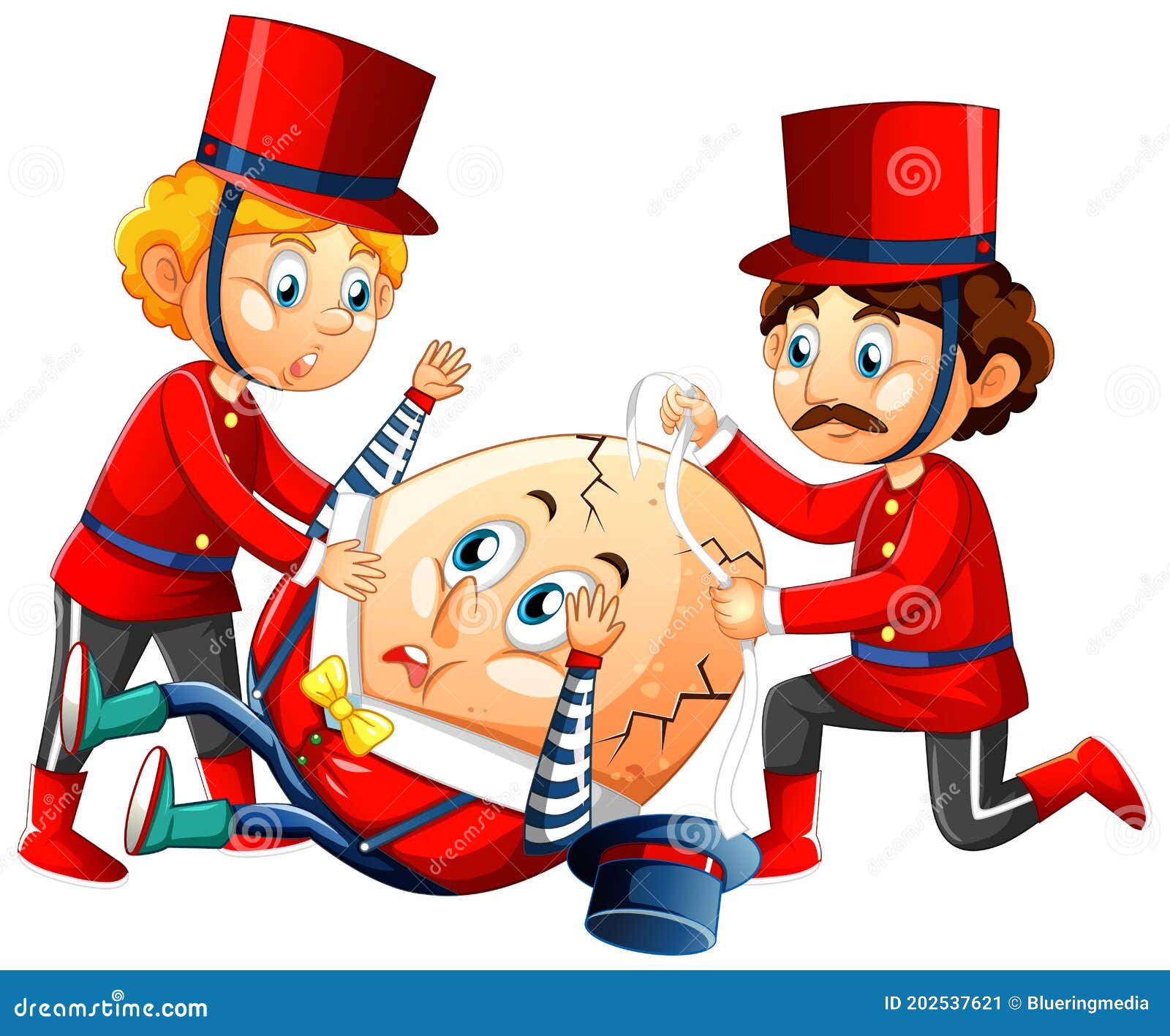 Humpty Dumpty Egg with King S Men on White Background Stock Vector ...