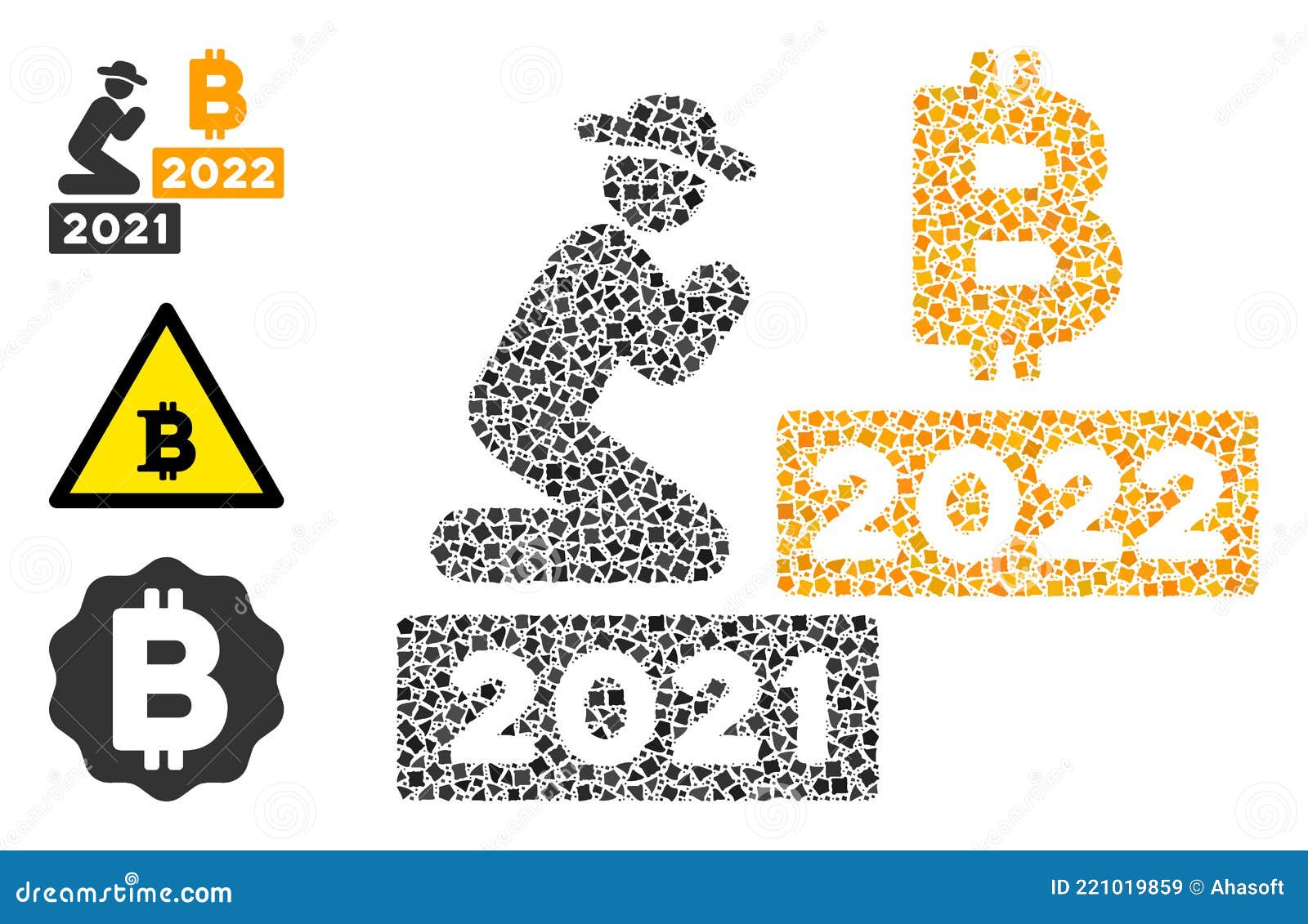 Humpy Gentleman Pray Bitcoin 2022 Icon Collage Stock Vector ...