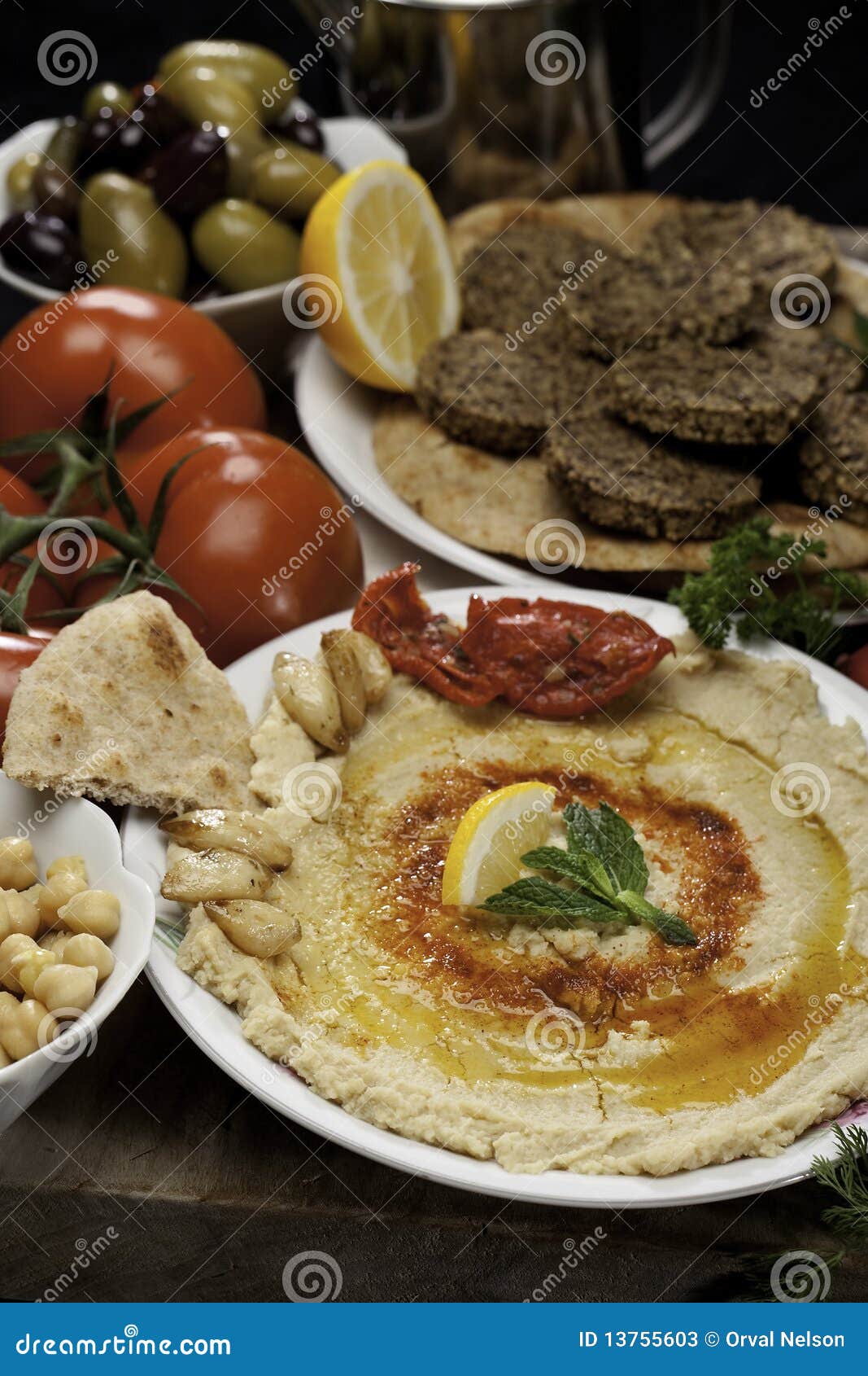 Humus. stock image. Image of bowls, clove, foods, garbanzo - 13755603