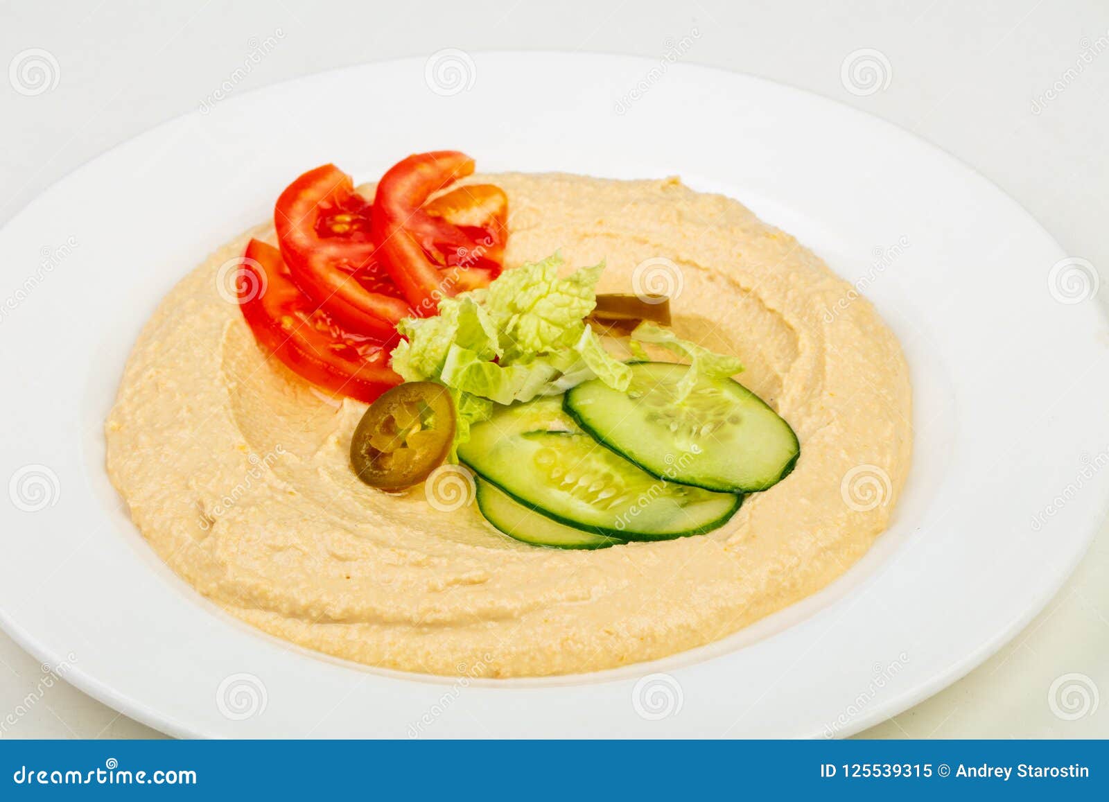 Humus with vegetables stock image. Image of creamy, hummus - 125539315