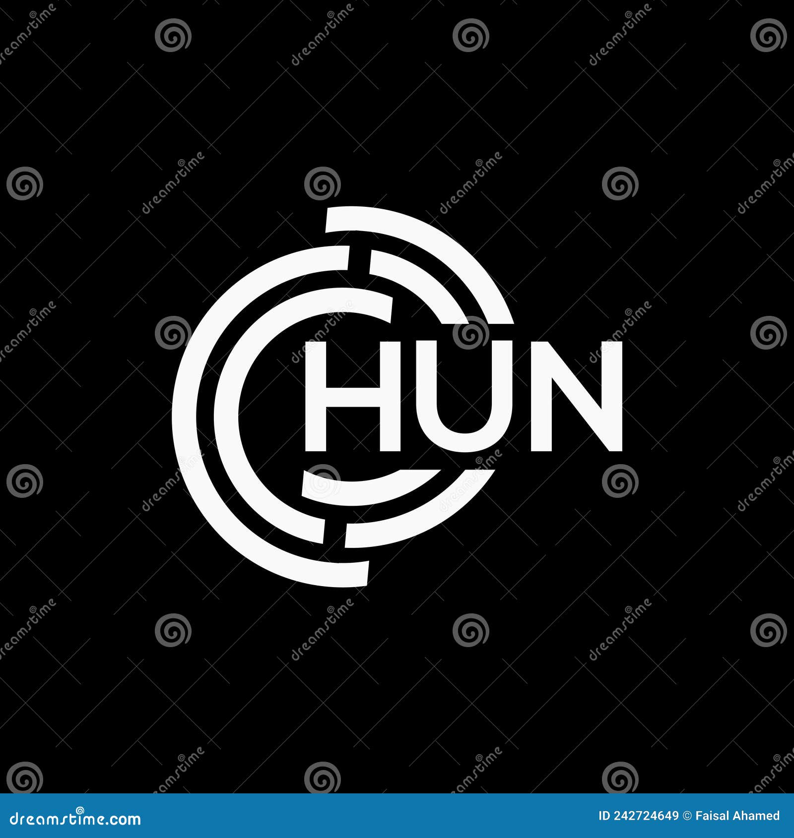 HUN Letter Logo Design On Black Background. HUN Creative Initials ...