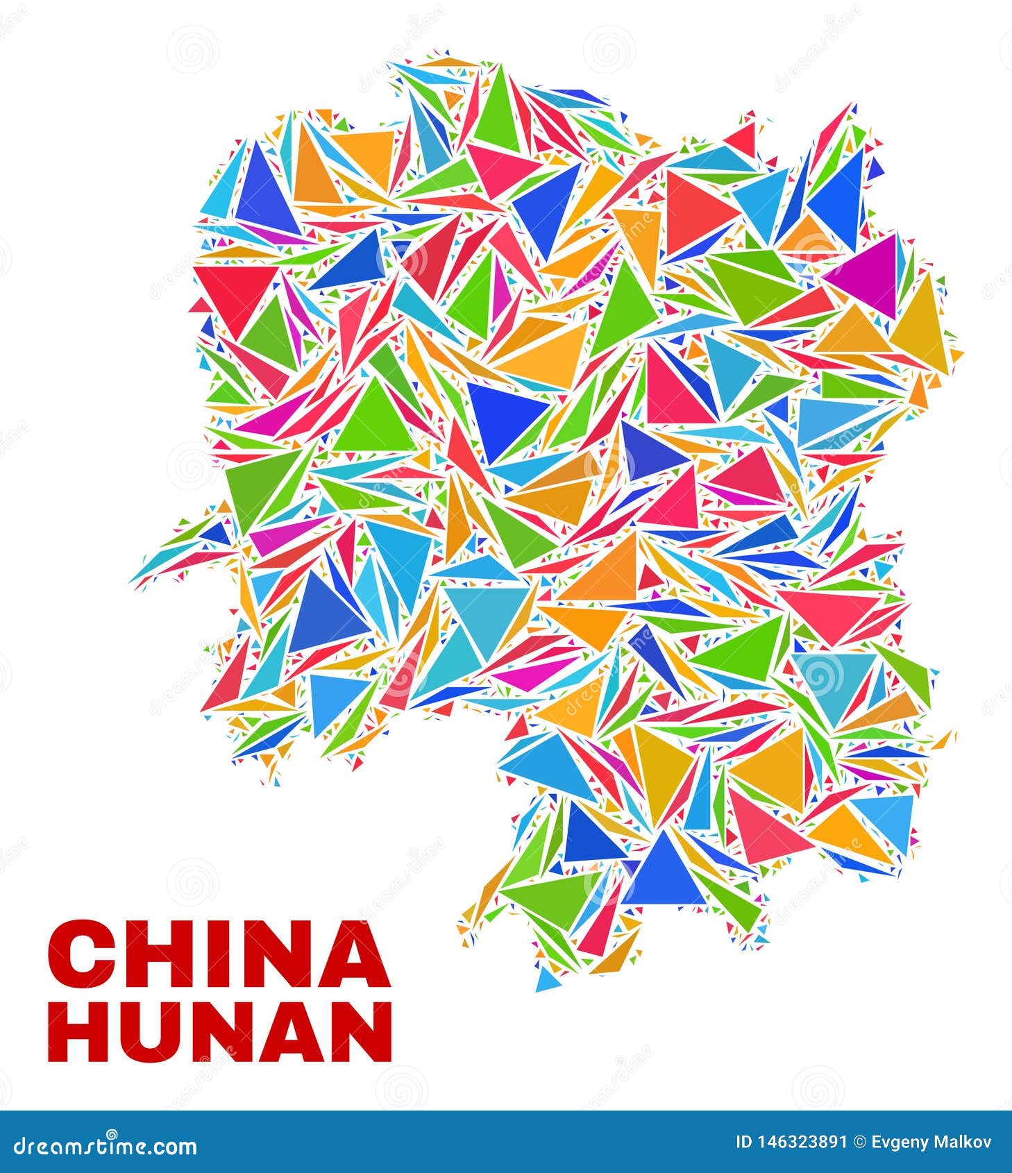Hunan Province Map - Mosaic of Color Triangles Stock Vector ...