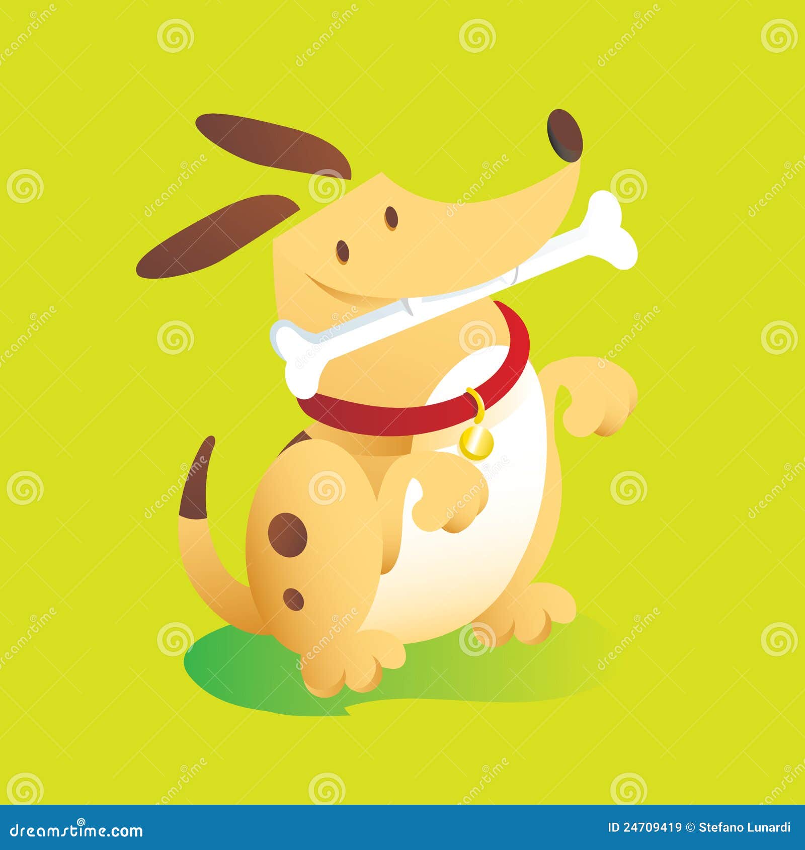 Hund mit dem Knochen stock abbildung. Illustration von hungrig - 24709419