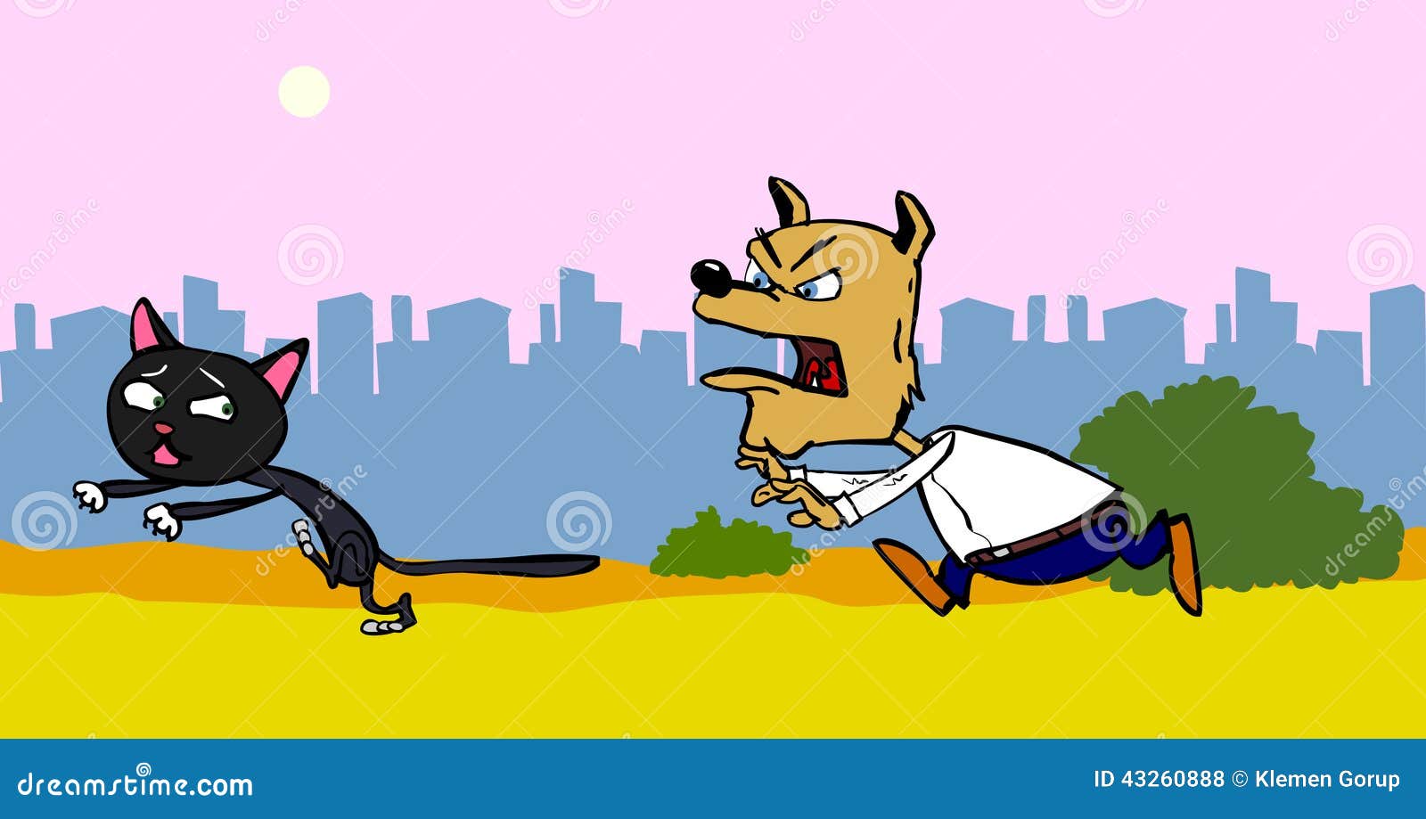 Hund som jagar katten stock illustrationer. Illustration av katt - 43260888