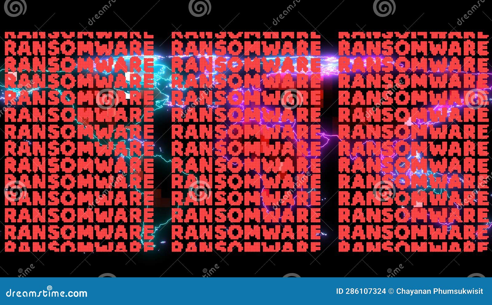 Hundred Digital Light Global Map and Bold Ransomware Text Full Screen ...