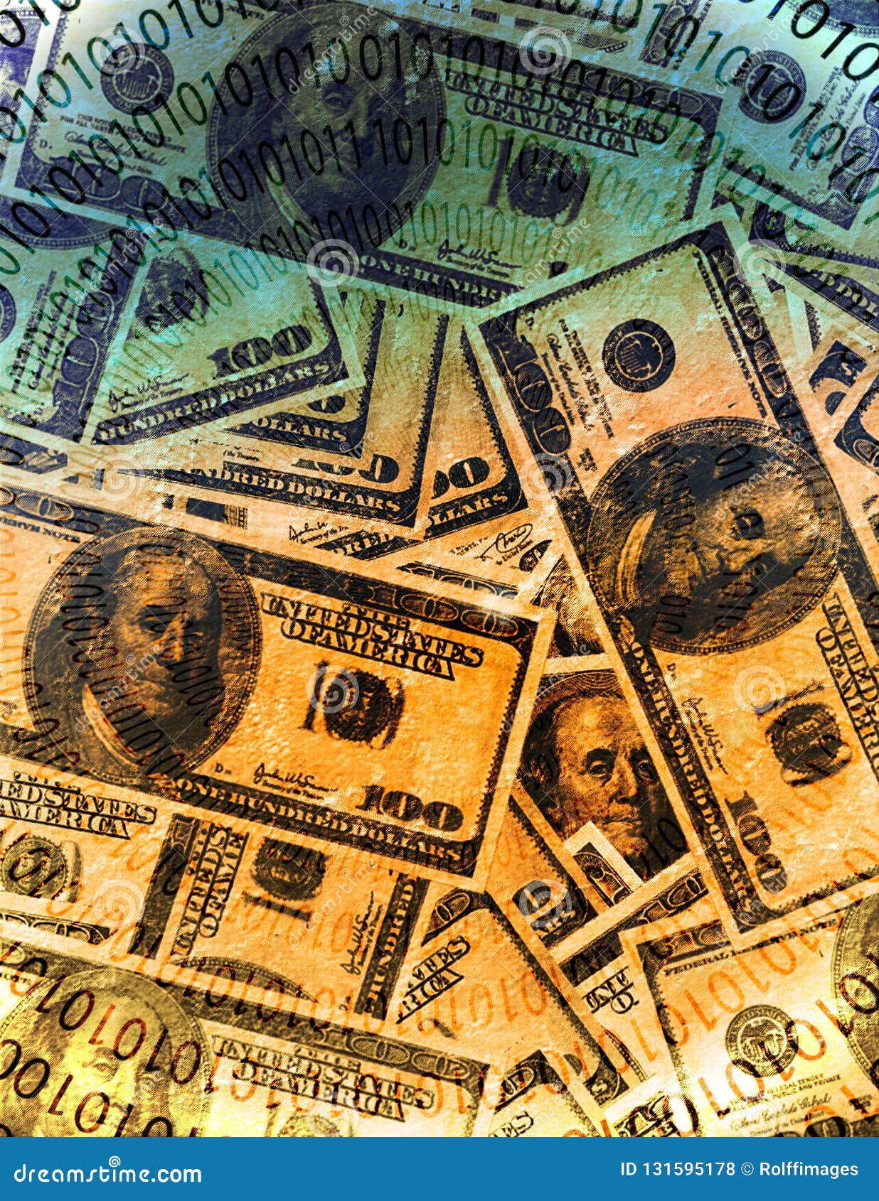 Virtual Money. Dollar Banknotes Stock Photo - Image of digital, group ...