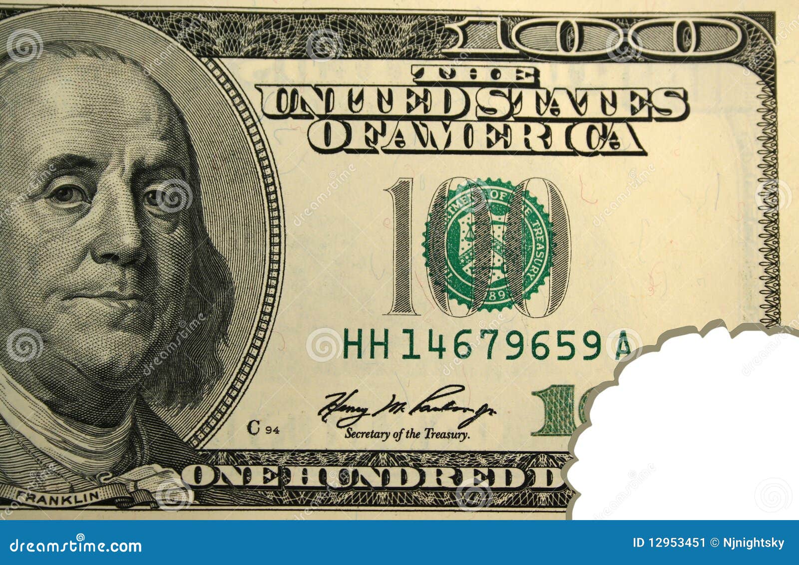 Hundred Dollar Bill with Bite Mark Stock Image - Image of cash, wealth ...