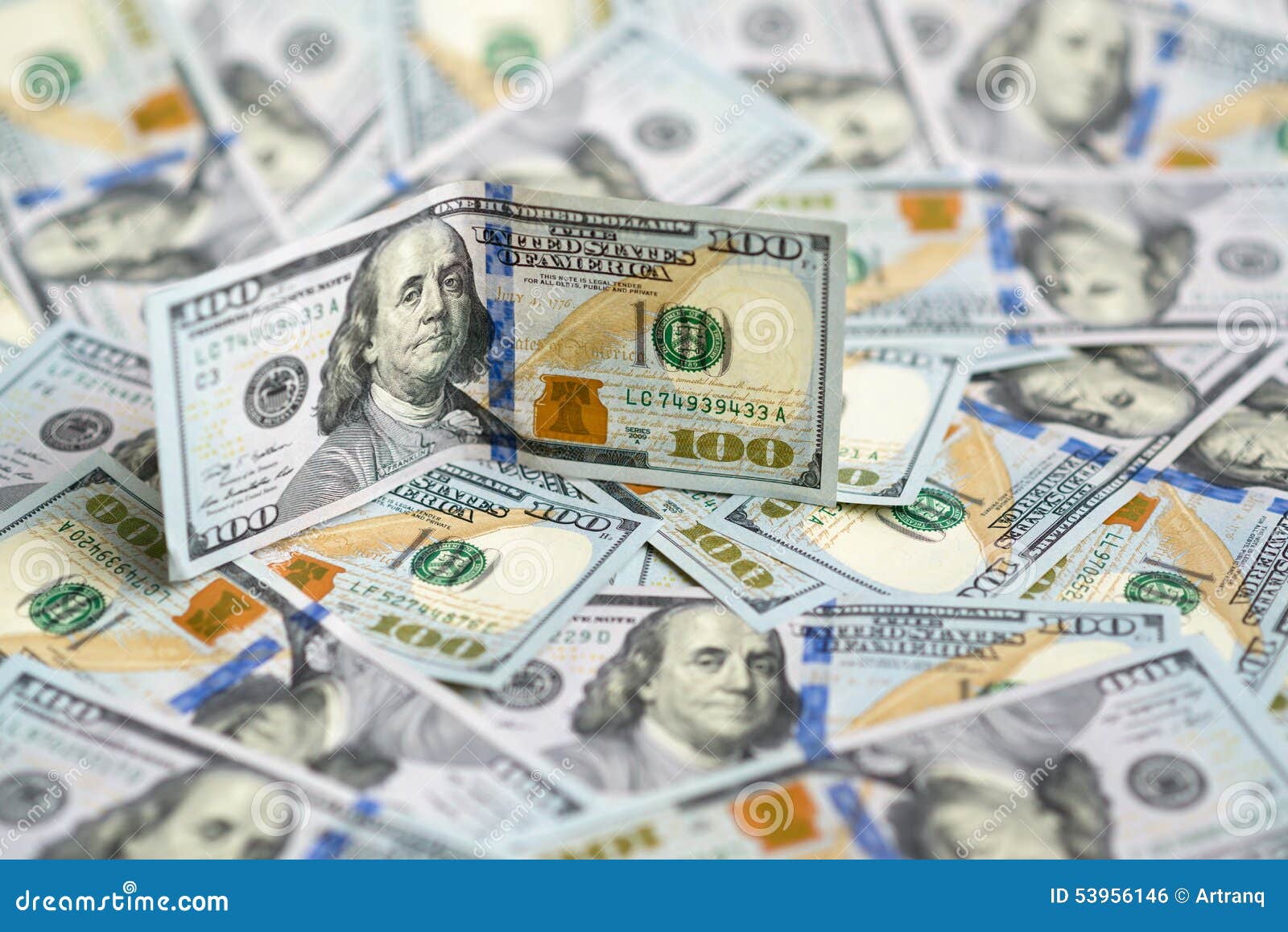 Hundred Dollar Bill on Pile of Money Stock Photo - Image of backgrounds ...