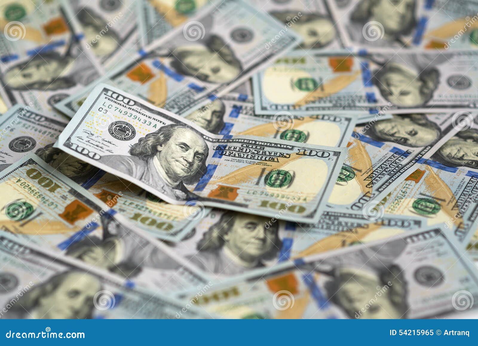 Hundred Dollar Bill on Pile of Money Stock Image - Image of benjamin ...