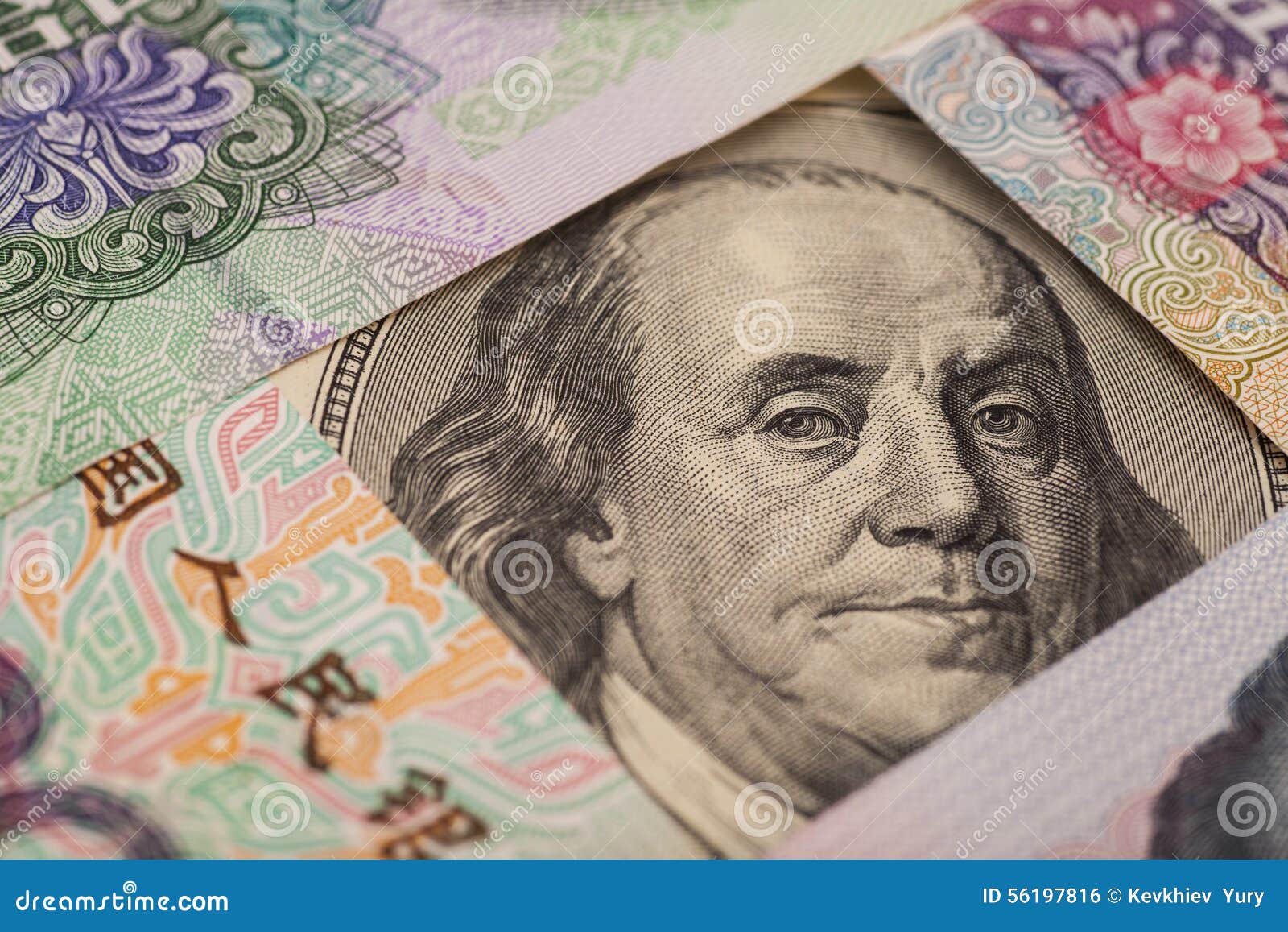Hundred Dollar Bill Surrounded by Chinese Yuan Stock Photo - Image of ...