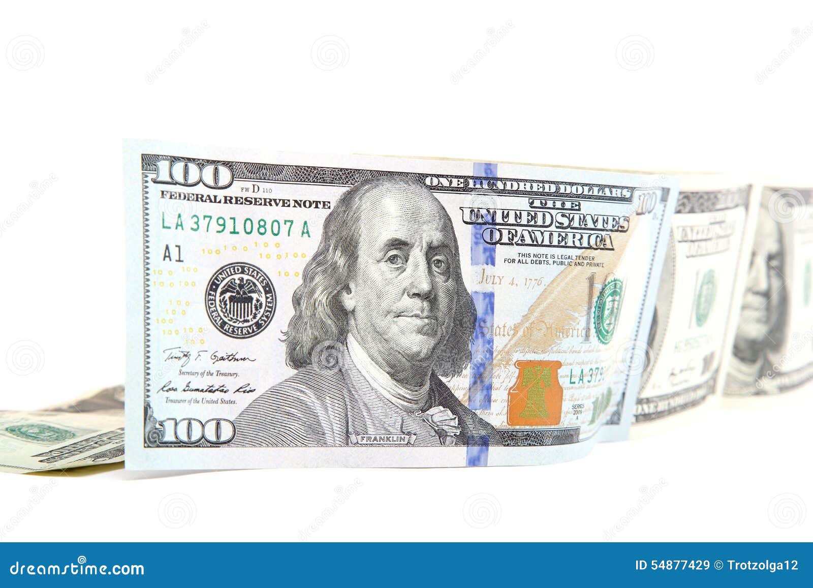 Hundred Dollar Bill On A White Background. Stock Image | CartoonDealer ...
