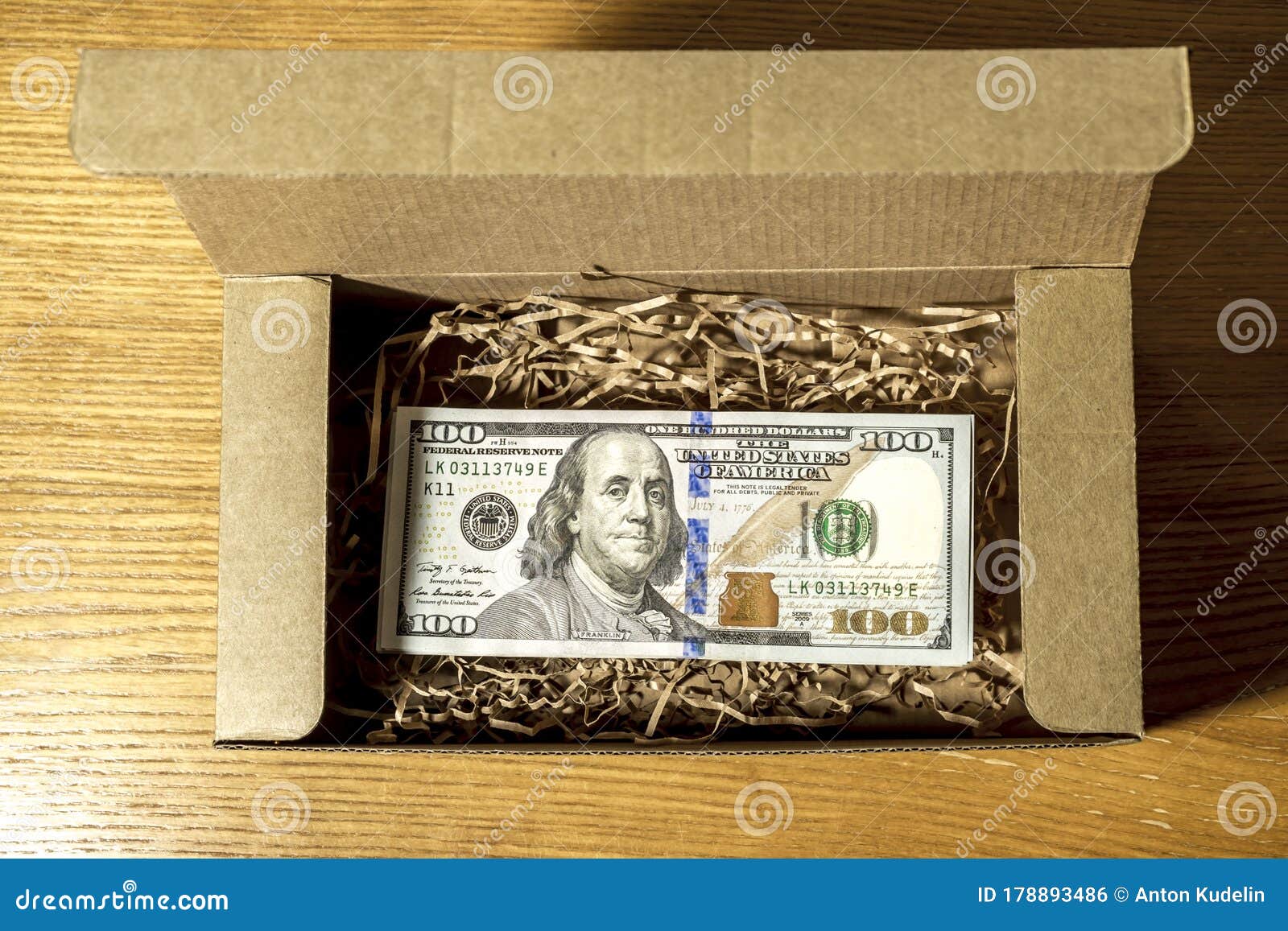 The Hundred Dollar Bills are in a Cardboard Box Stock Photo - Image of ...