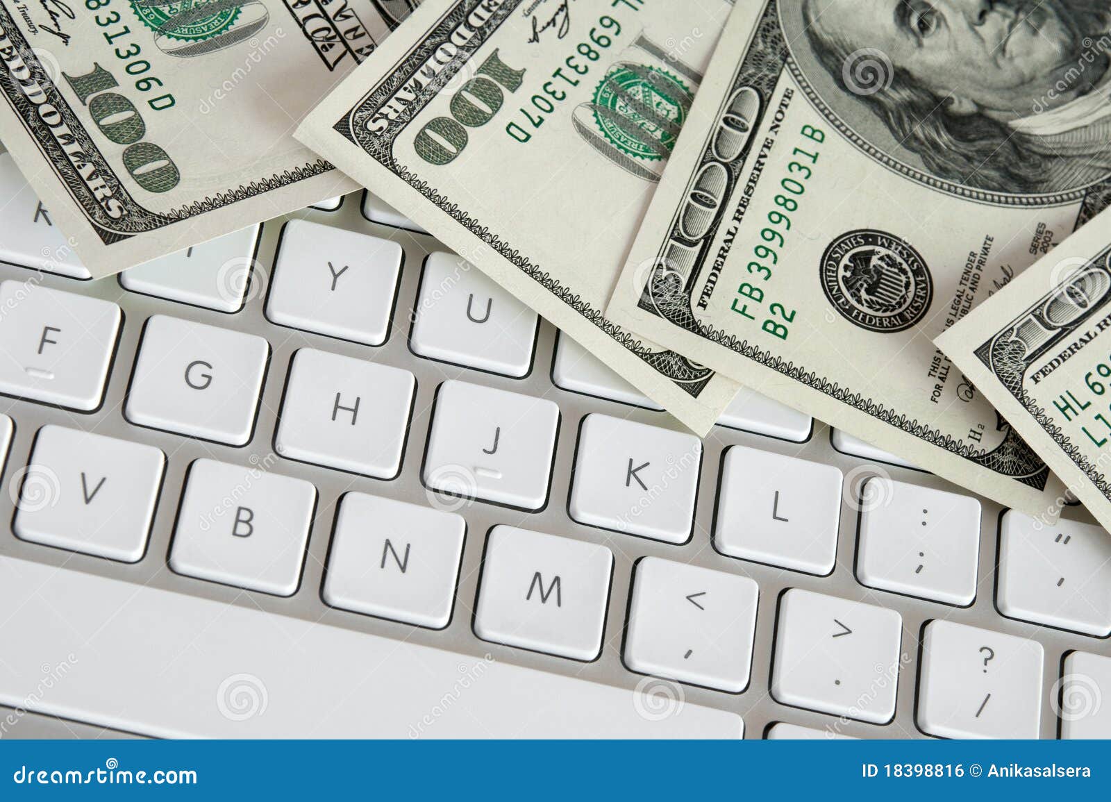 Hundred Dollar Bills on Computer Keyboard Stock Photo - Image of ...