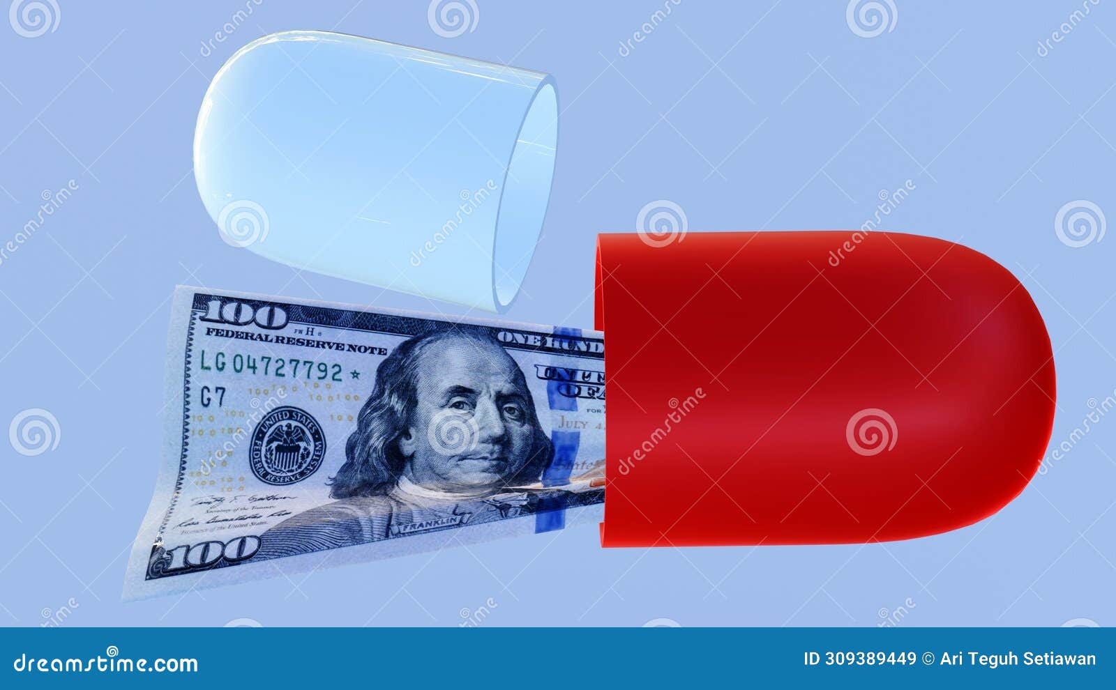 Hundred Dollar Bills and a Drug Capsule Stock Illustration ...