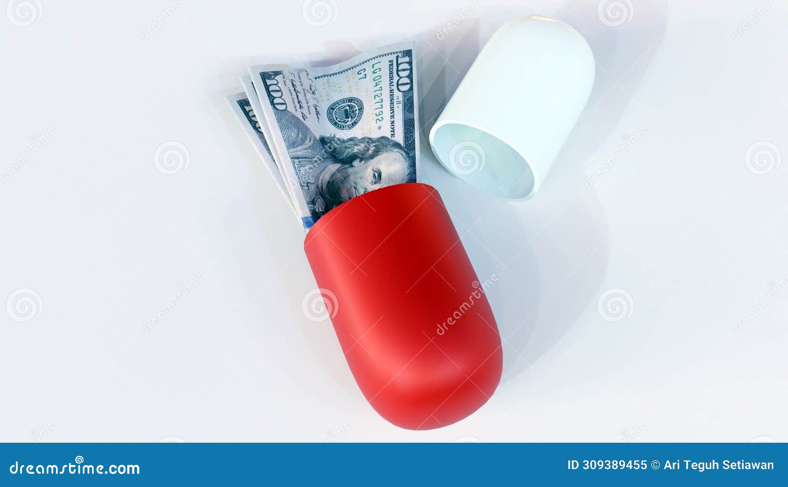 Hundred Dollar Bills and a Drug Capsule Stock Illustration ...