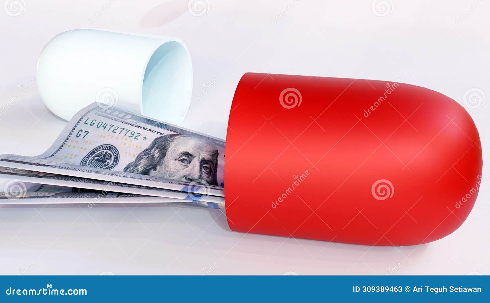 Hundred Dollar Bills and a Drug Capsule Stock Illustration ...