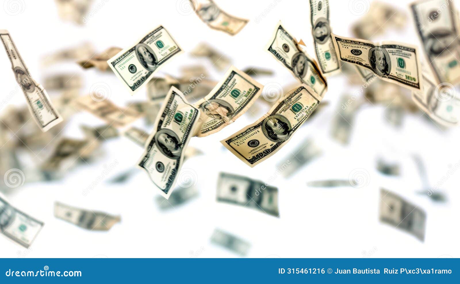 Hundred Dollar Bills Floating in the Air. Stock Photo - Image of ...