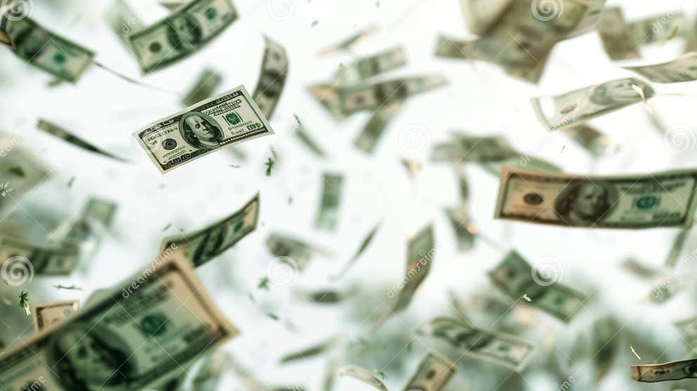 Hundred Dollar Bills Floating in the Air. Stock Image - Image of ...