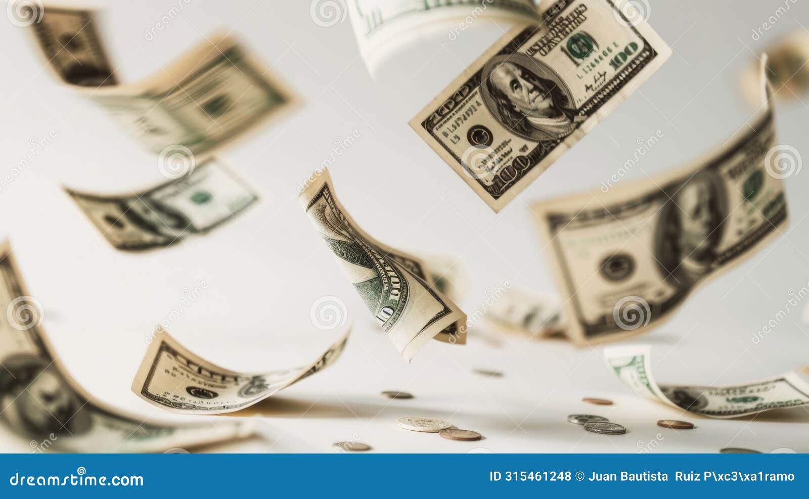 Hundred Dollar Bills Floating in the Air. Stock Photo - Image of ...