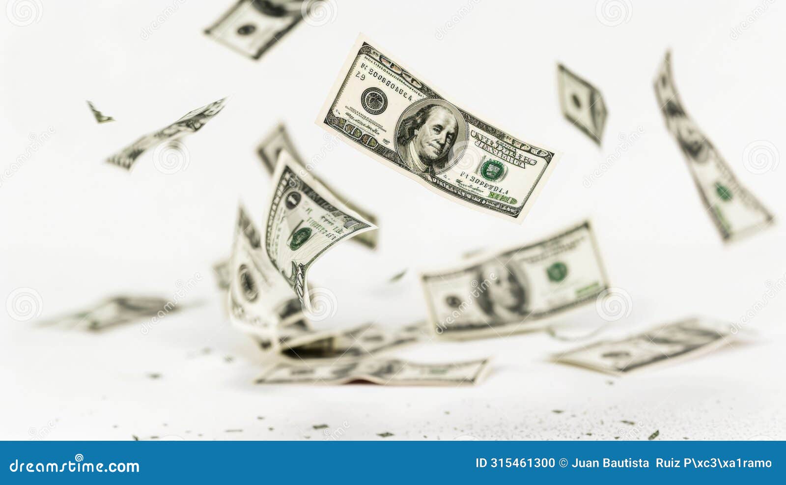 Hundred Dollar Bills Floating in the Air. Stock Photo - Image of ...