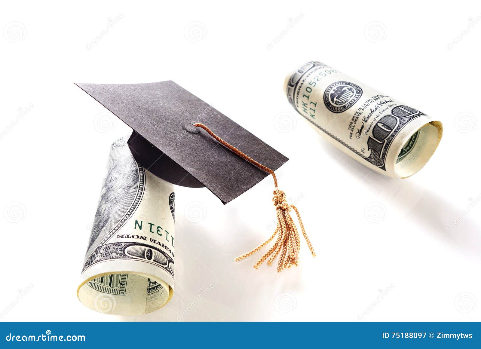 Hundred Dollar Bills and Graduation Cap Stock Image - Image of ...
