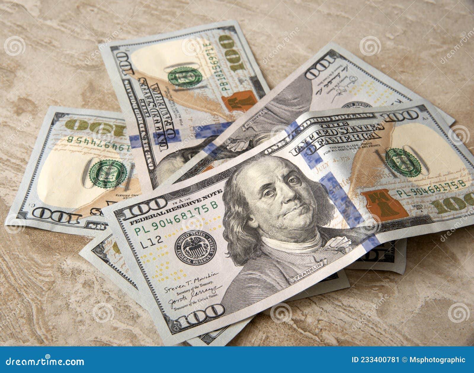 Hundred Dollar Bills Laying on a Table Stock Image - Image of bill ...