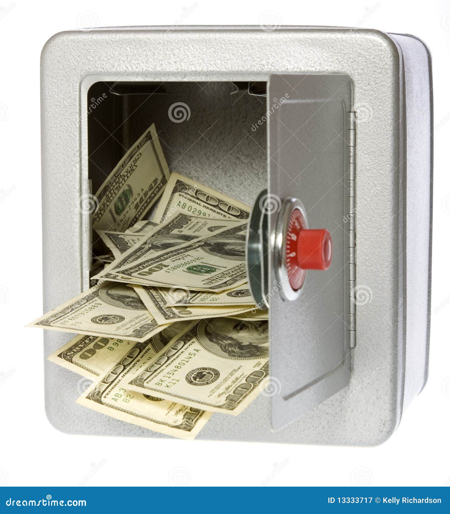 Hundred Dollar Bills in Open Safe Stock Image - Image of code, metal ...