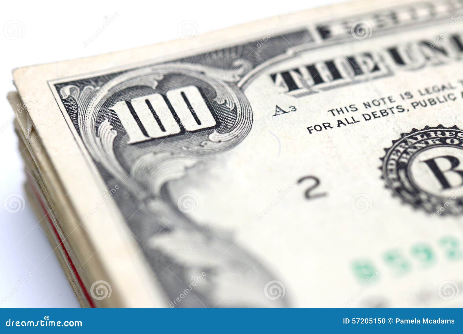 Hundred Dollar Bills stock photo. Image of trust, exchange - 57205150