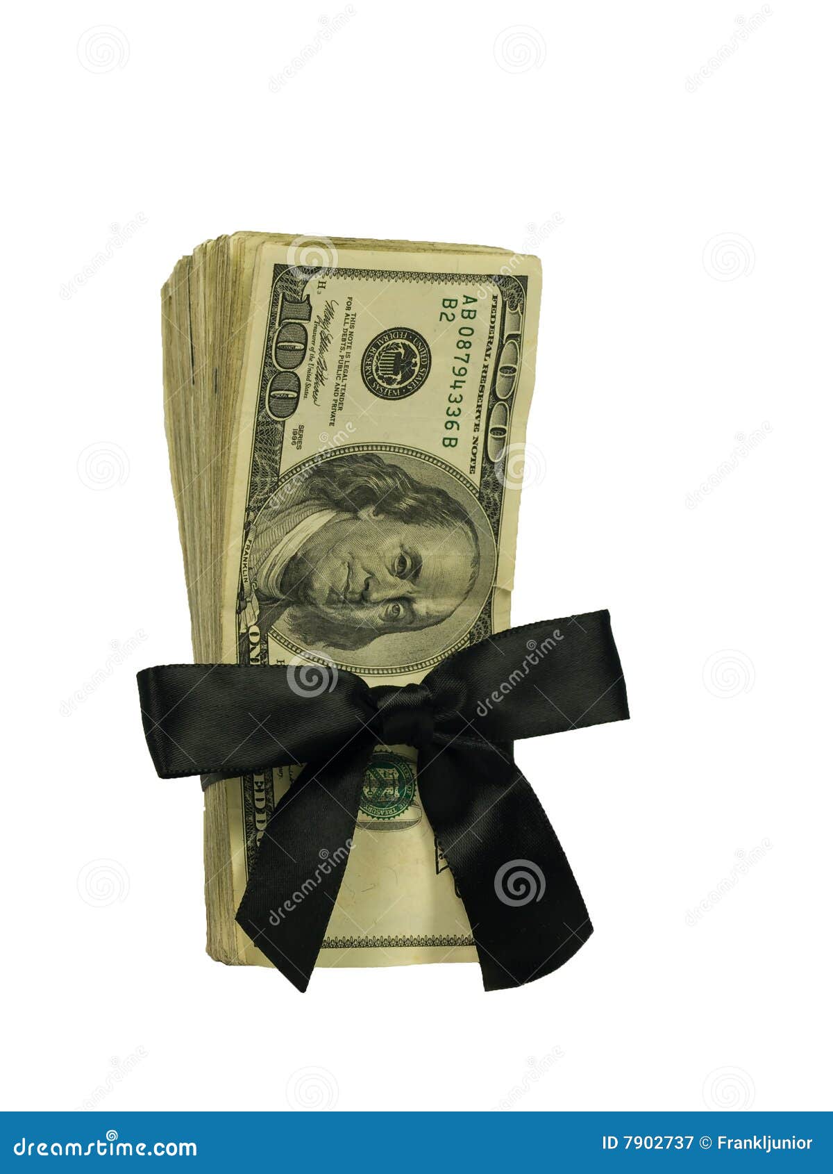 Hundred Dollar Bills Tied in a Black Ribbon Stock Image - Image of tied ...