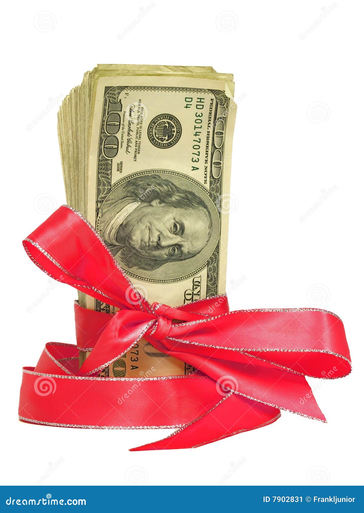 Hundred Dollar Bills Tied in a Red Ribbon Stock Image - Image of ...