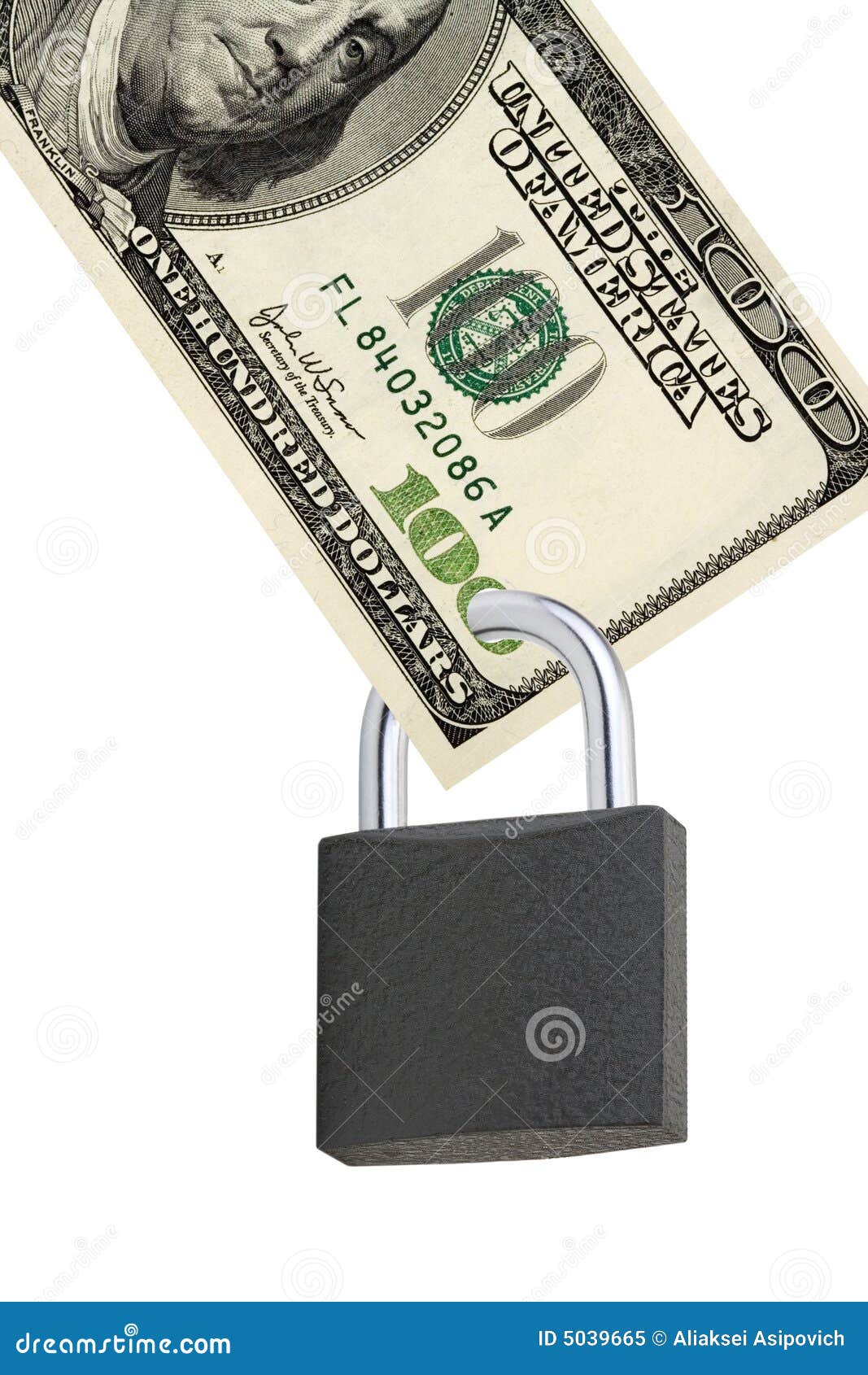 Hundred dollar with a lock stock image. Image of bank - 5039665