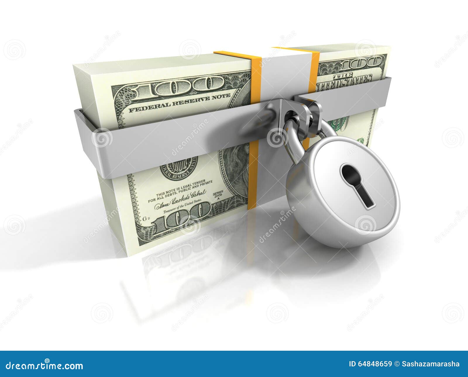 Hundred 100 Dollar Pack Locked by Safety Padlock Stock Image - Image of ...