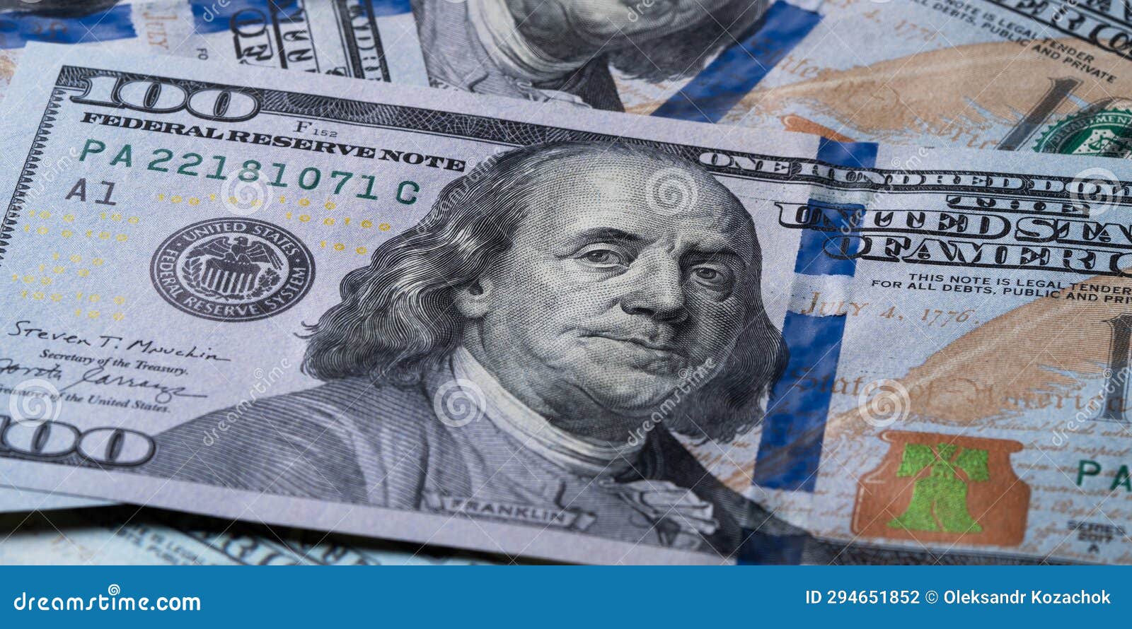 Hundred Dollars Banknotes Money Bills Close-up. Stock Photo - Image of ...