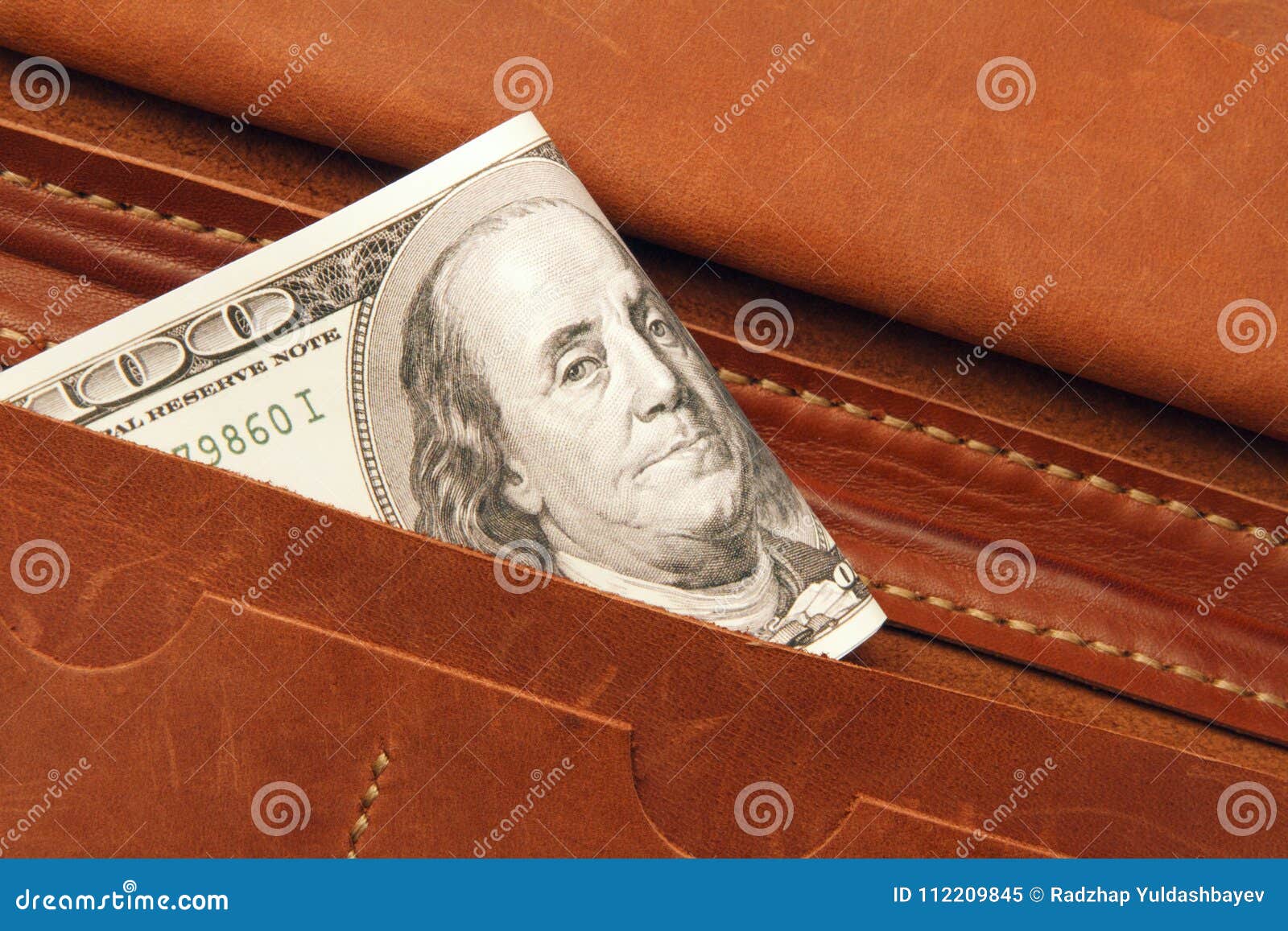 Hundred Dollars Bill in Leather Wallet, Close Up. Finance Stock Image ...