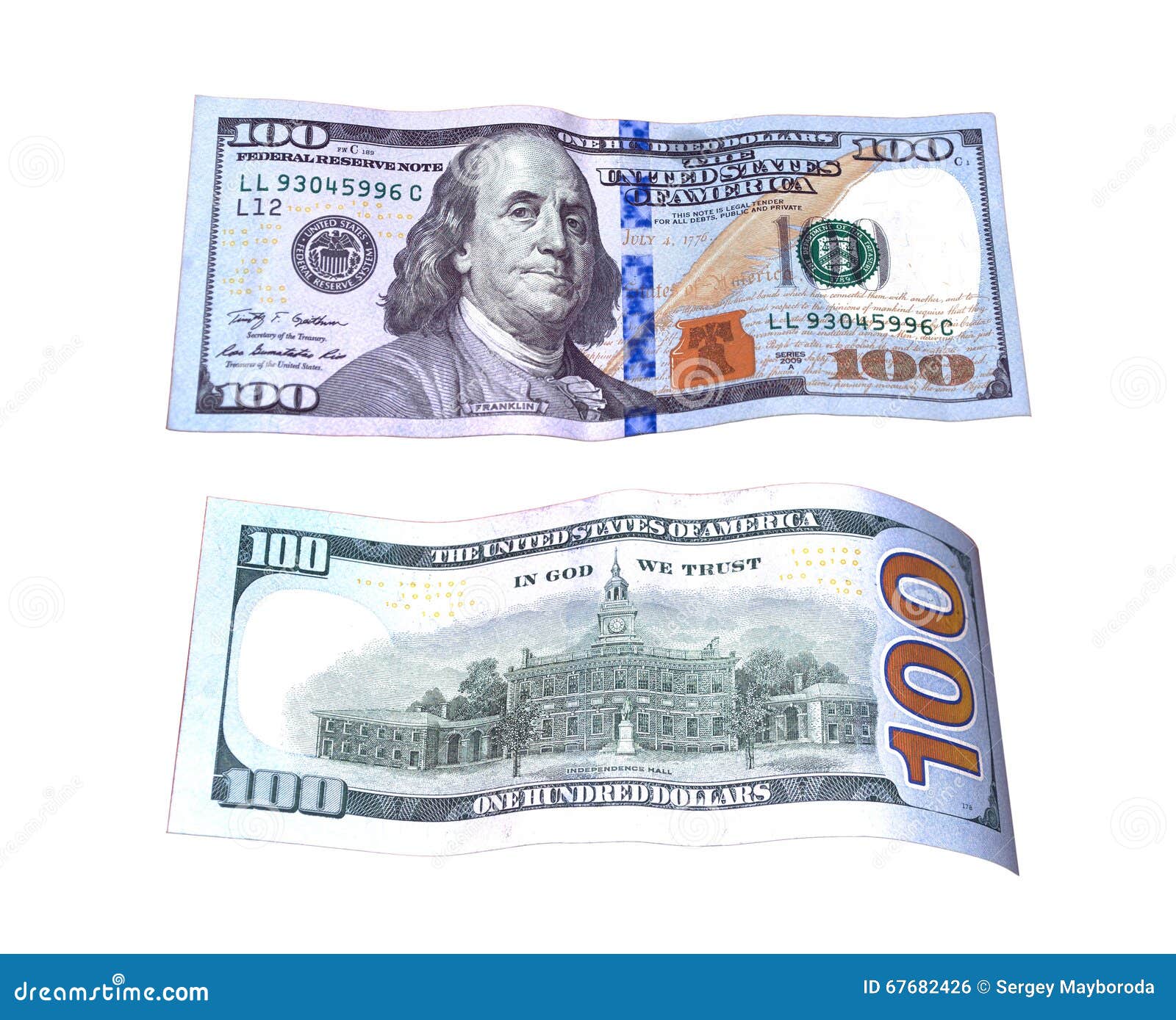 Hundred Dollars on Both Sides Stock Photo - Image of dollar, flow: 67682426