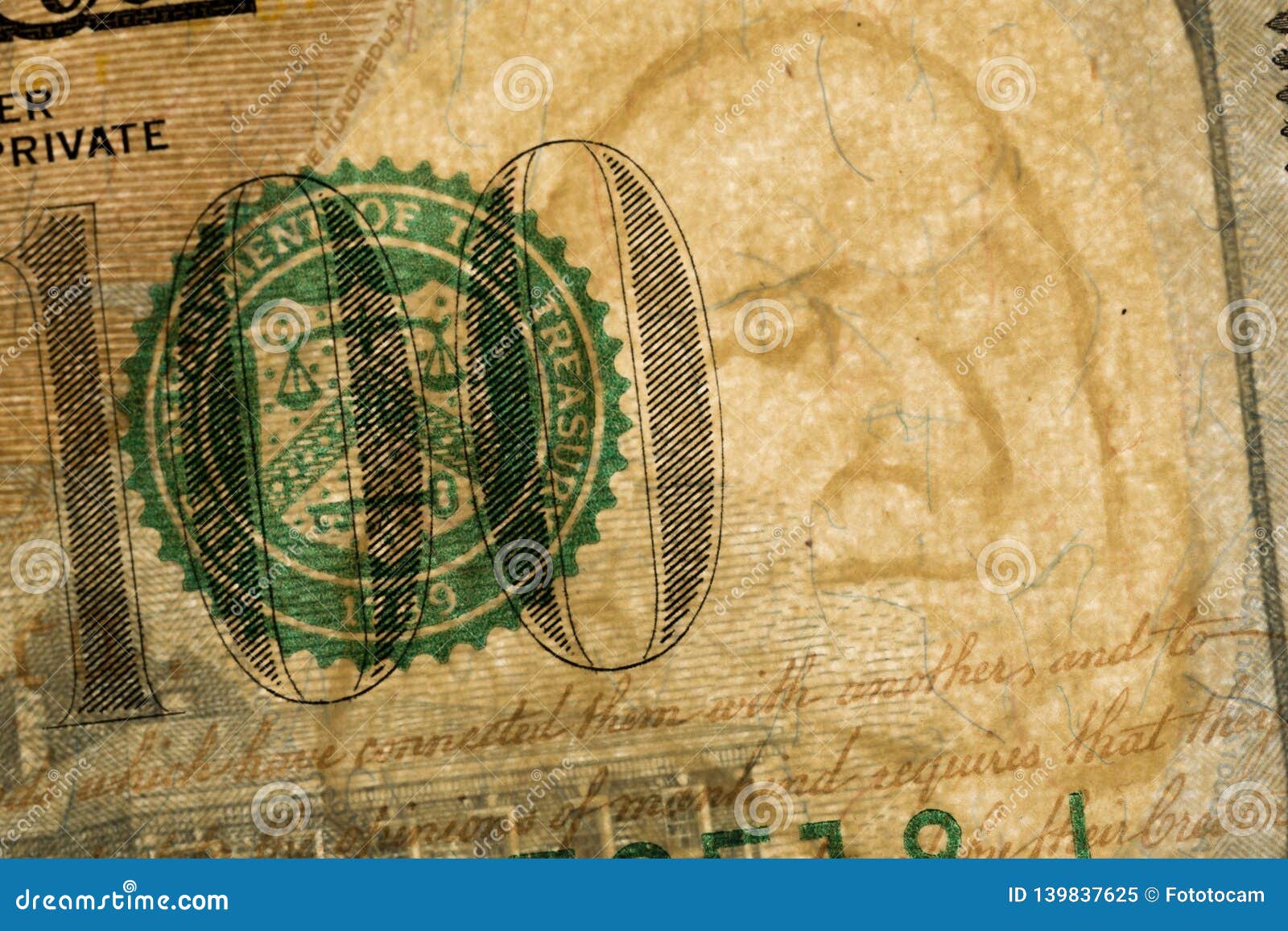 Hundred Dollars Water Marks Stock Image - Image of business, exchange ...