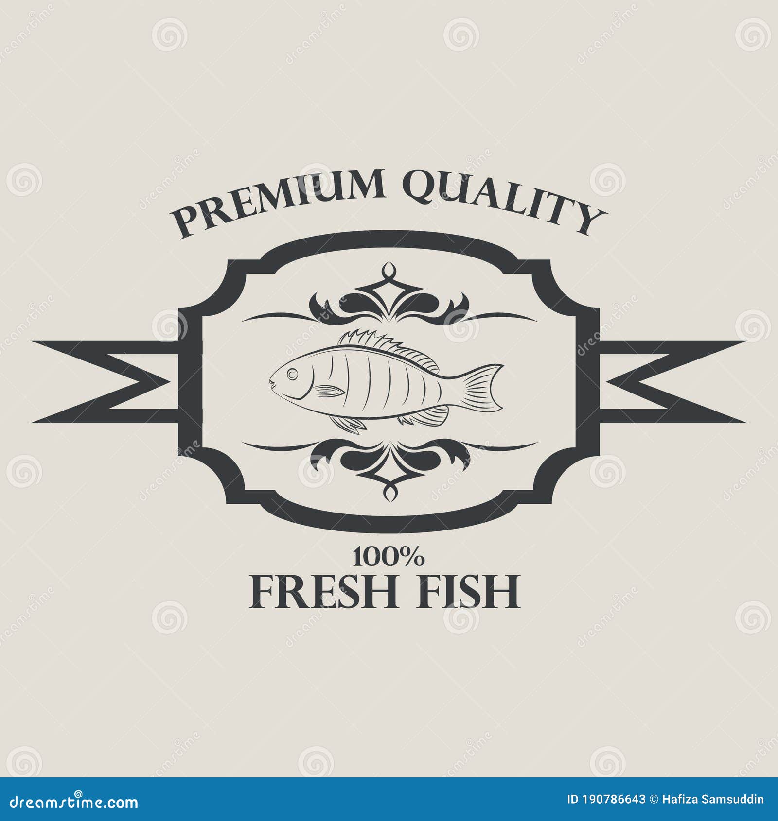 Hundred Percent Fresh Fish Label. Vector Illustration Decorative Design ...