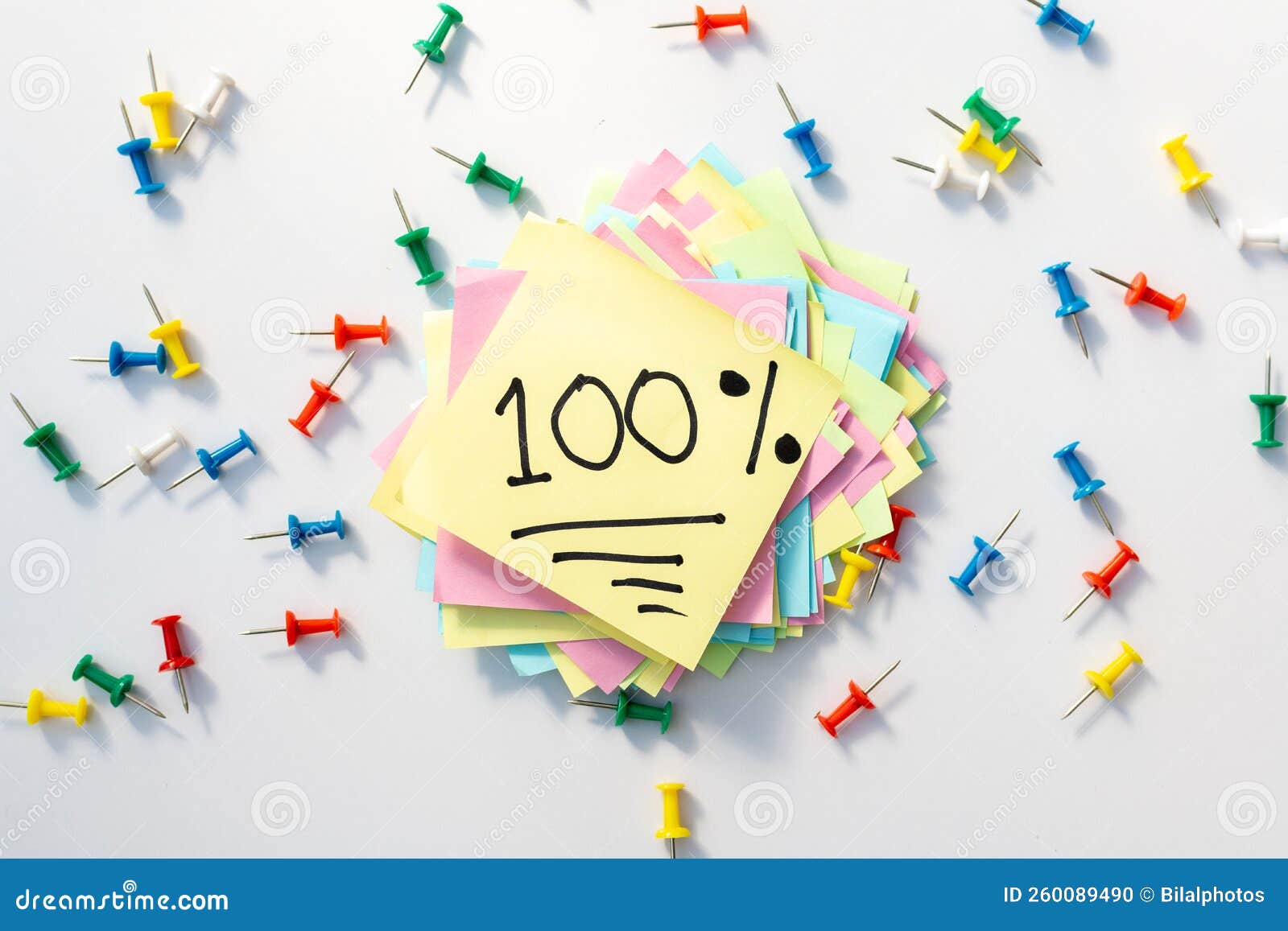 A Hundred Percent Number Written in Words on a Yellow Sticky Note Stock ...