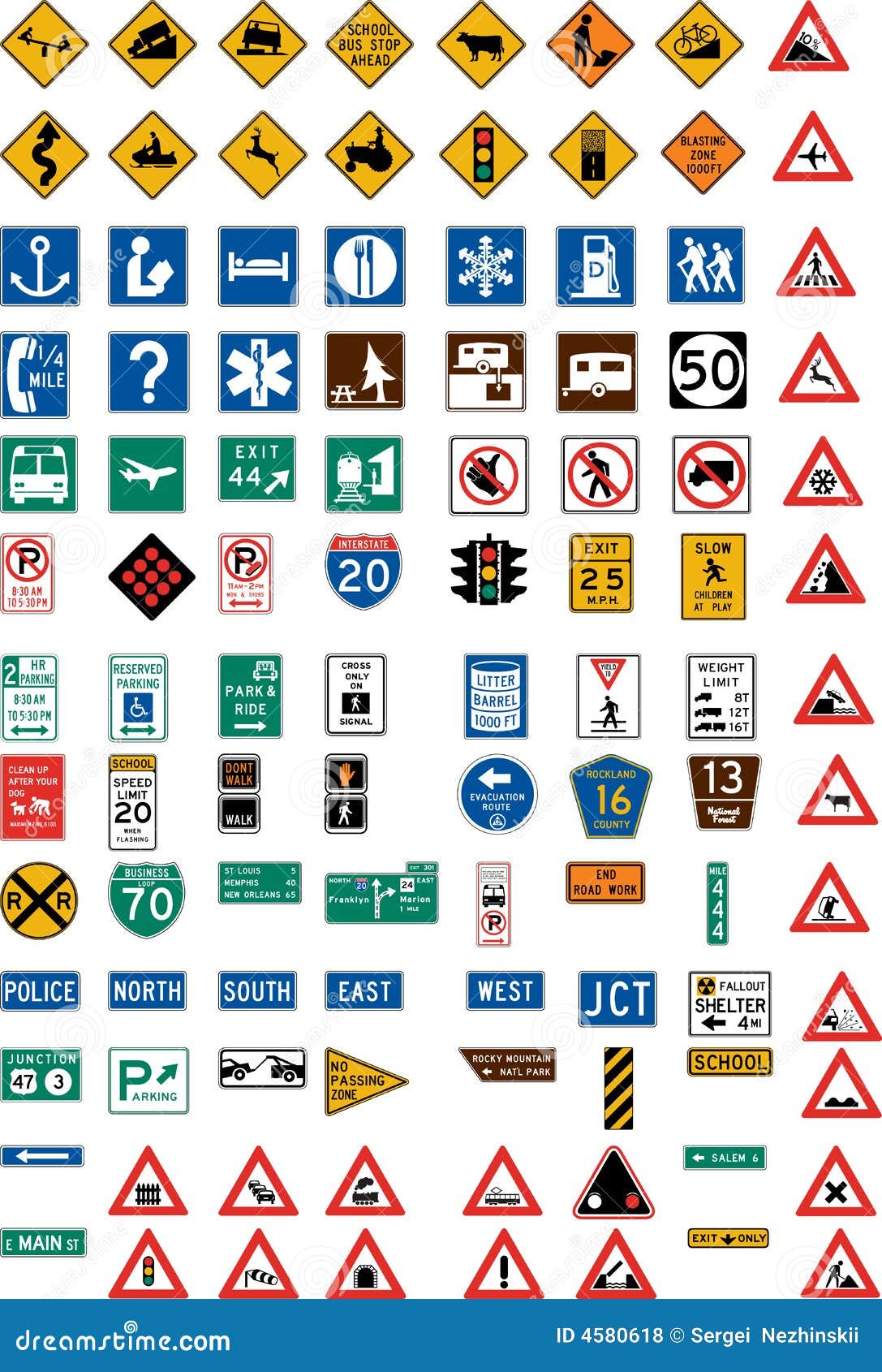Traffic Signs And Symbols With Names