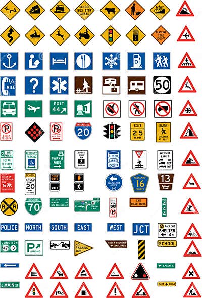 Hundred traffic signs stock vector. Illustration of stop - 4580618