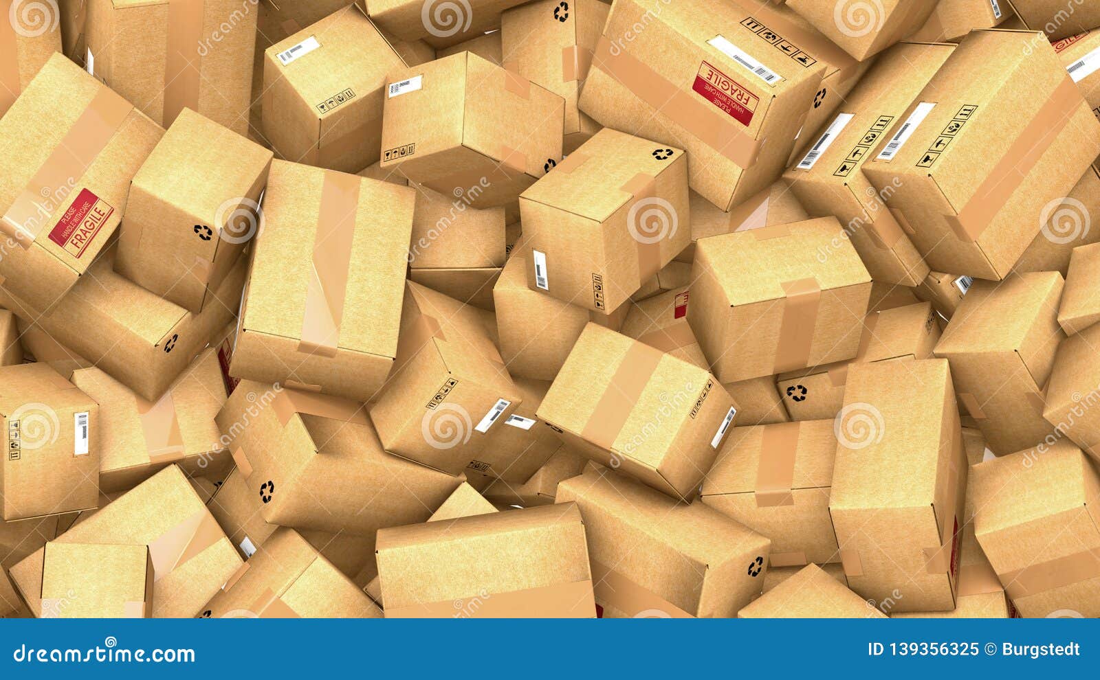 Hundreds of Cardboard Parcels Lying on a Heap Stock Illustration ...