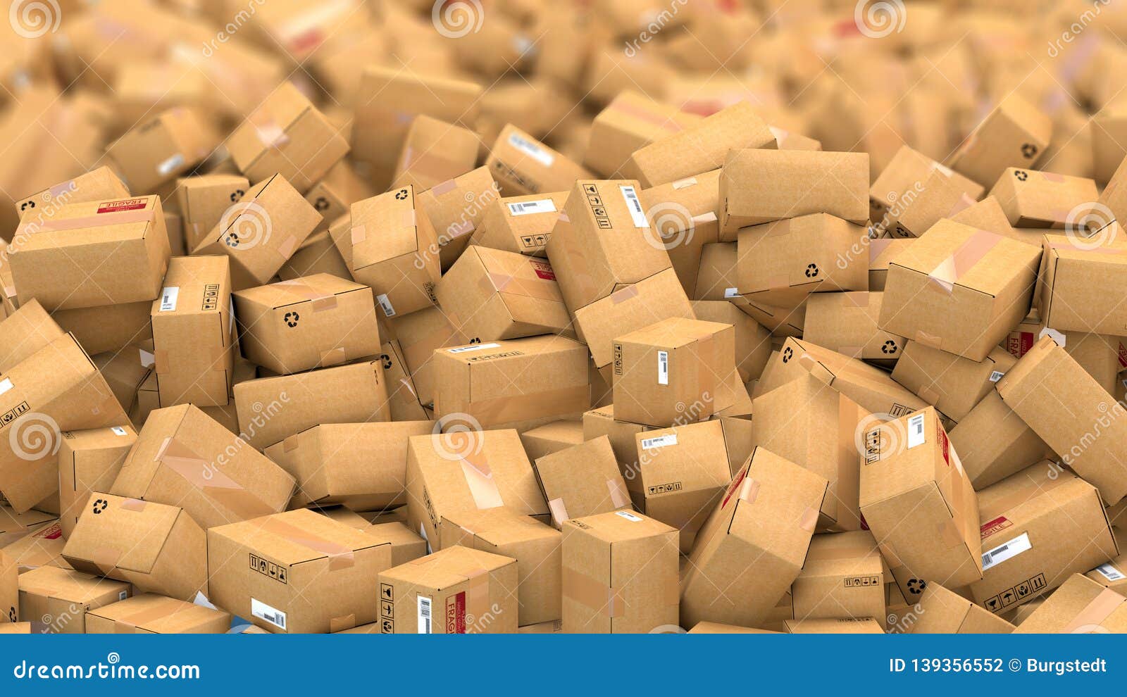Hundreds of Cardboard Parcels Lying on a Heap Stock Illustration ...