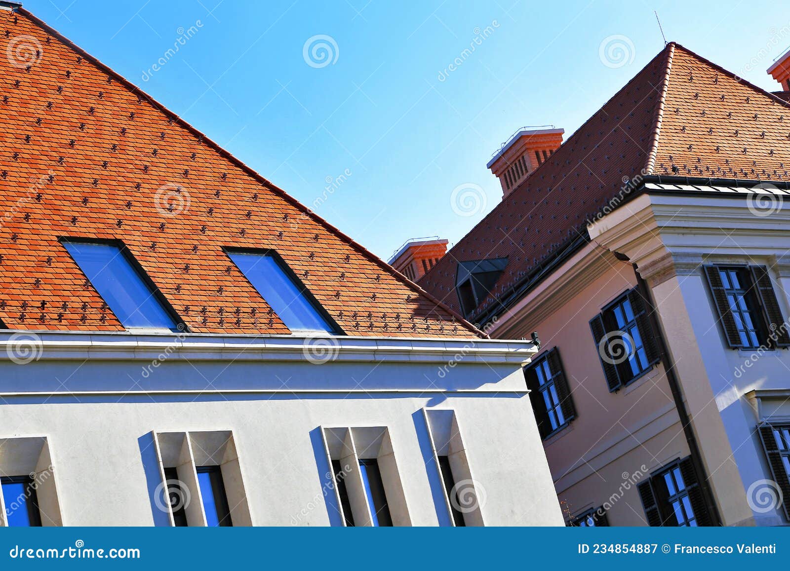Hungarian Ceramic House Brick Rooftop, Budapest Stock Image - Image of ...