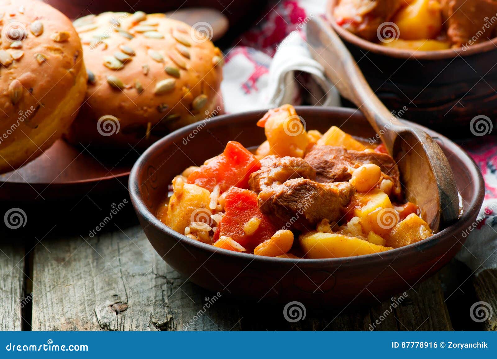 Hungarian Cholent Slow Cooker Beef-Stew.rustic Style Stock Photo ...